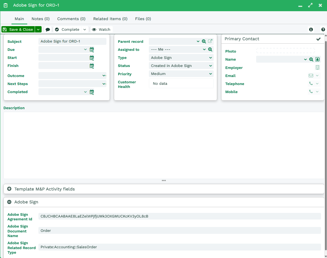 Adobe Sign Fields & Form Layout Configuration | Workbooks CRM Support
