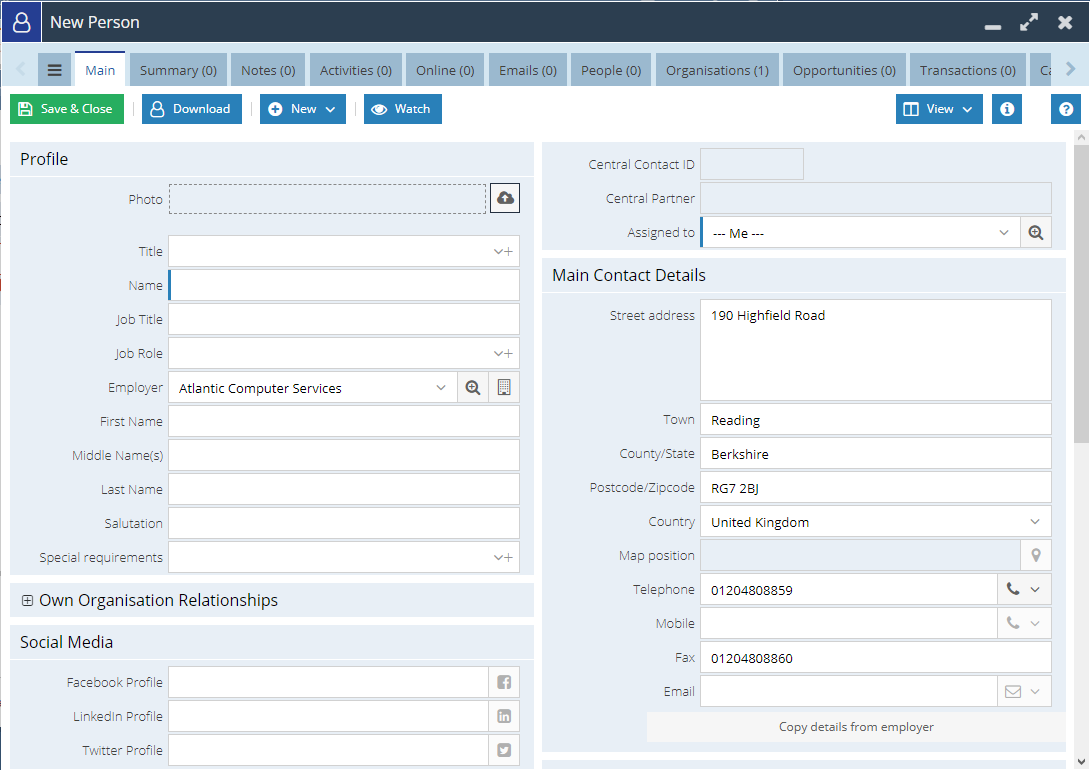 Relationships | Workbooks CRM Support